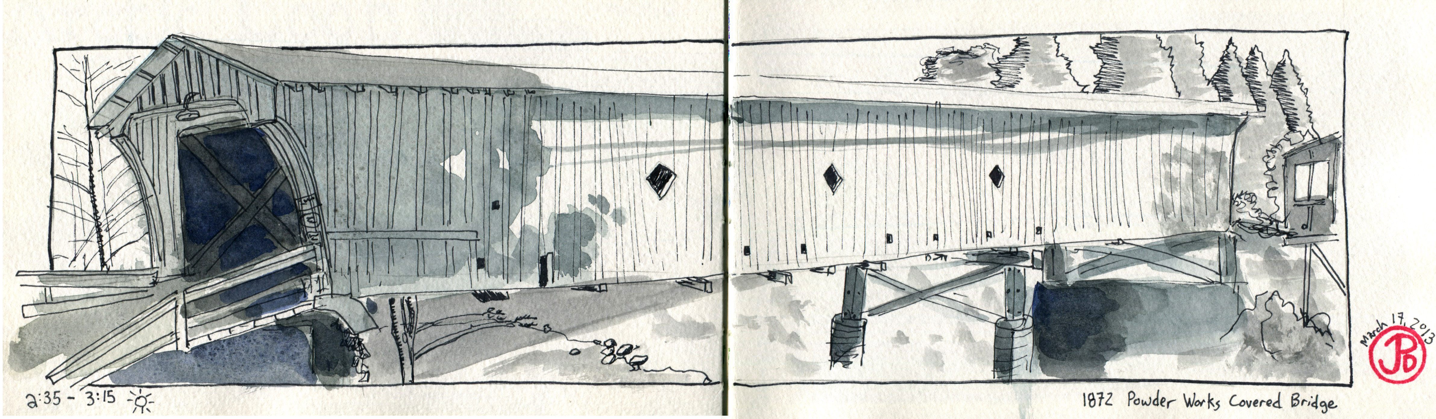 Powder Works Covered Bridge – Corvid Sketcher