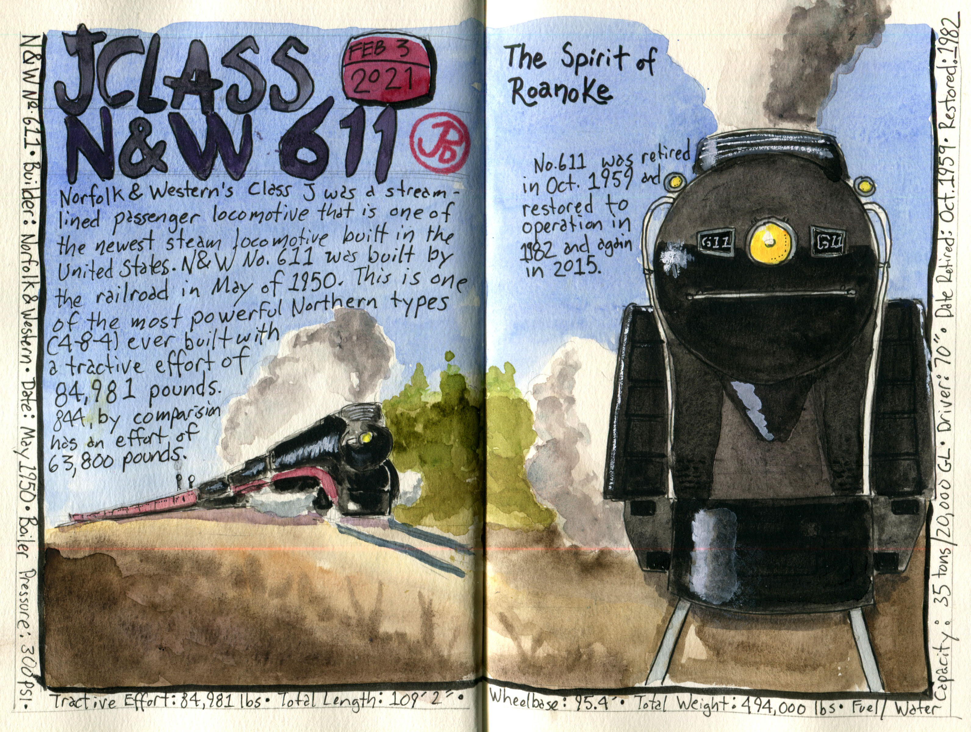 Norfolk and Western No. 611 – Corvid Sketcher