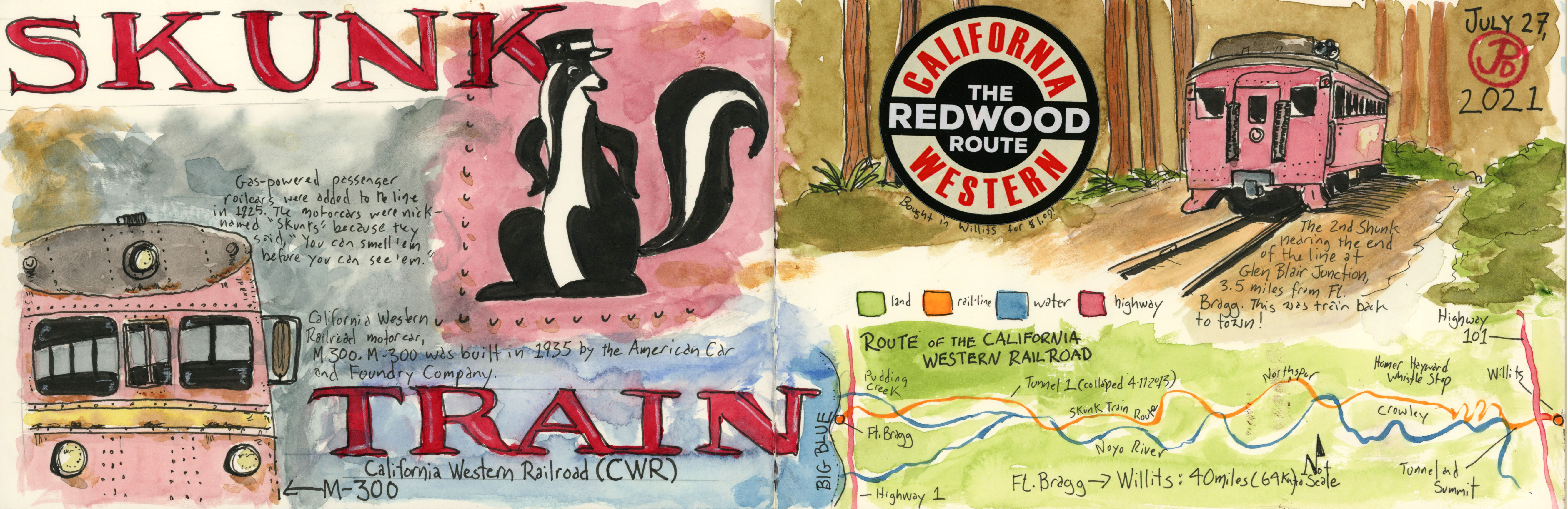 California Western Railroad: The Skunk Train – Corvid Sketcher
