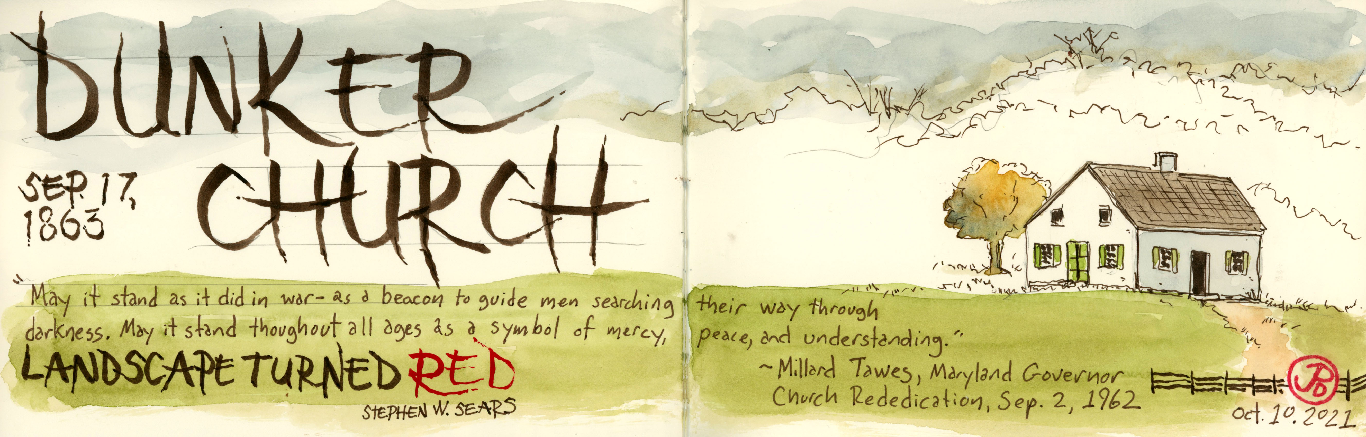 Landscape Turned Red: Dunker Church – Corvid Sketcher