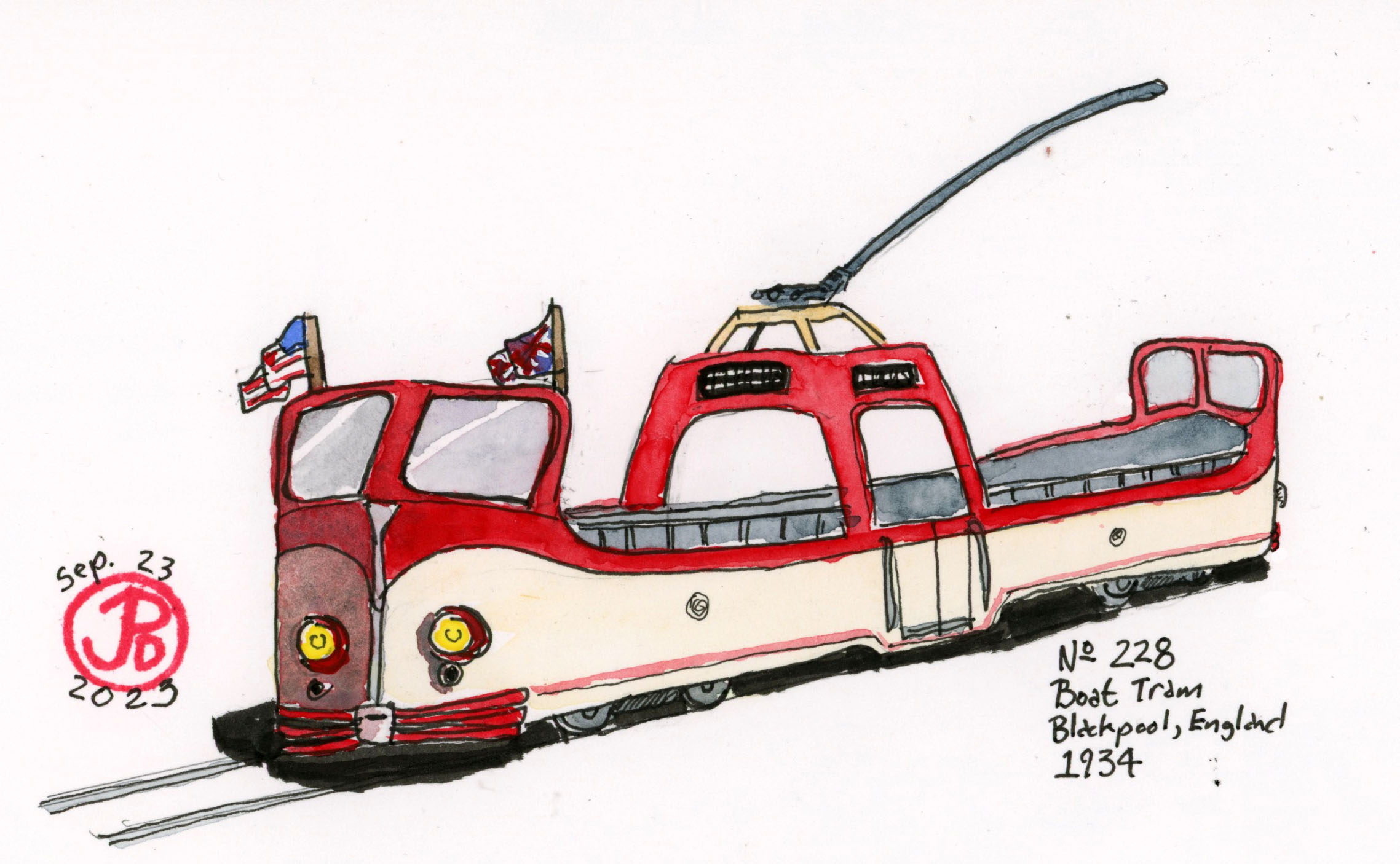 Blackpool’s Boat Tram (Post 600!) – Corvid Sketcher