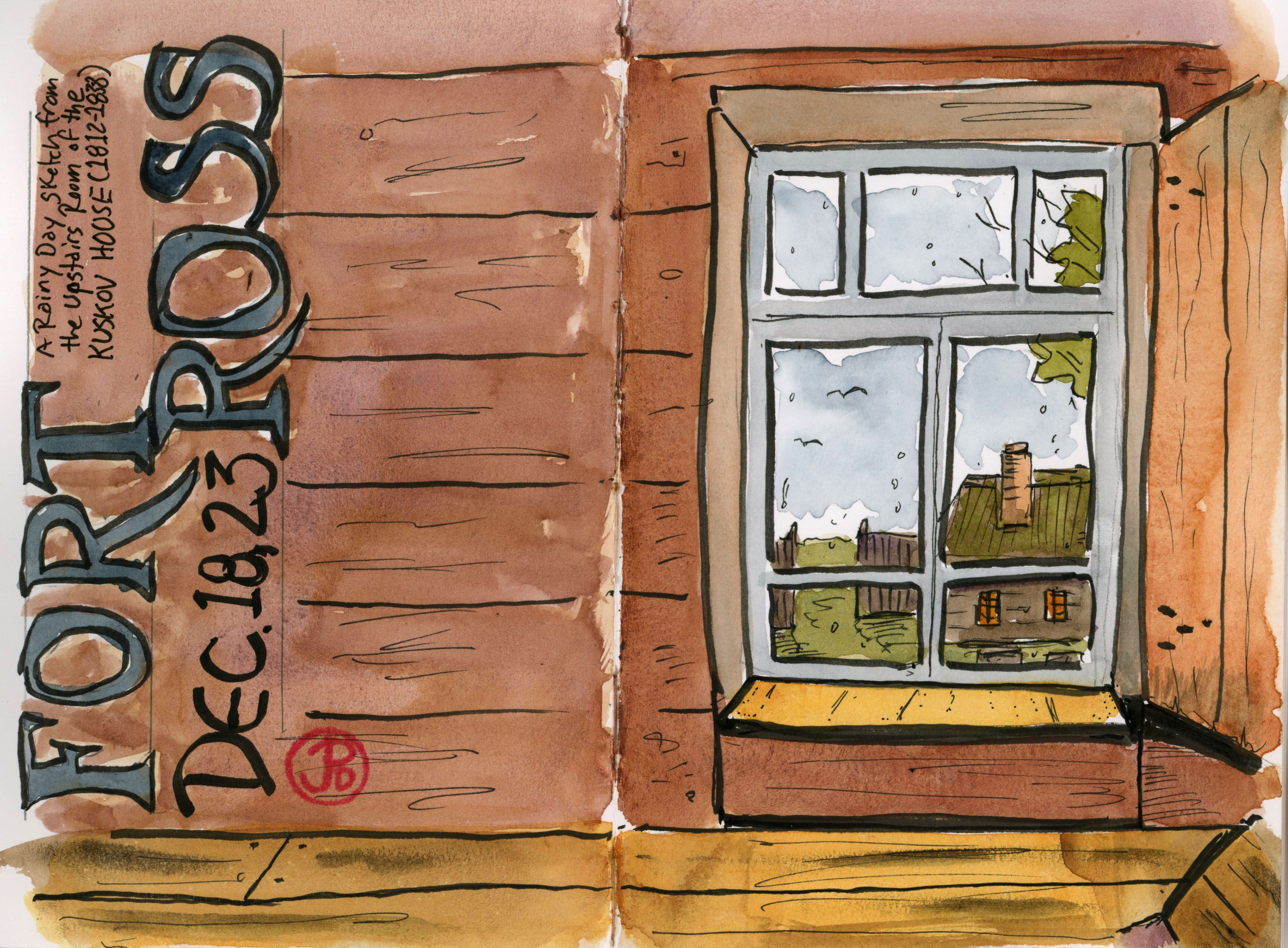 Fort Ross, A Sketcher in the Rain – Corvid Sketcher
